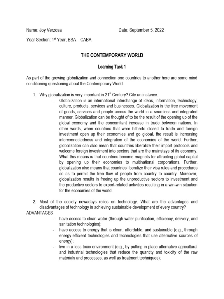 Impact of Globalization in the 21st Century | PDF | Globalization ...