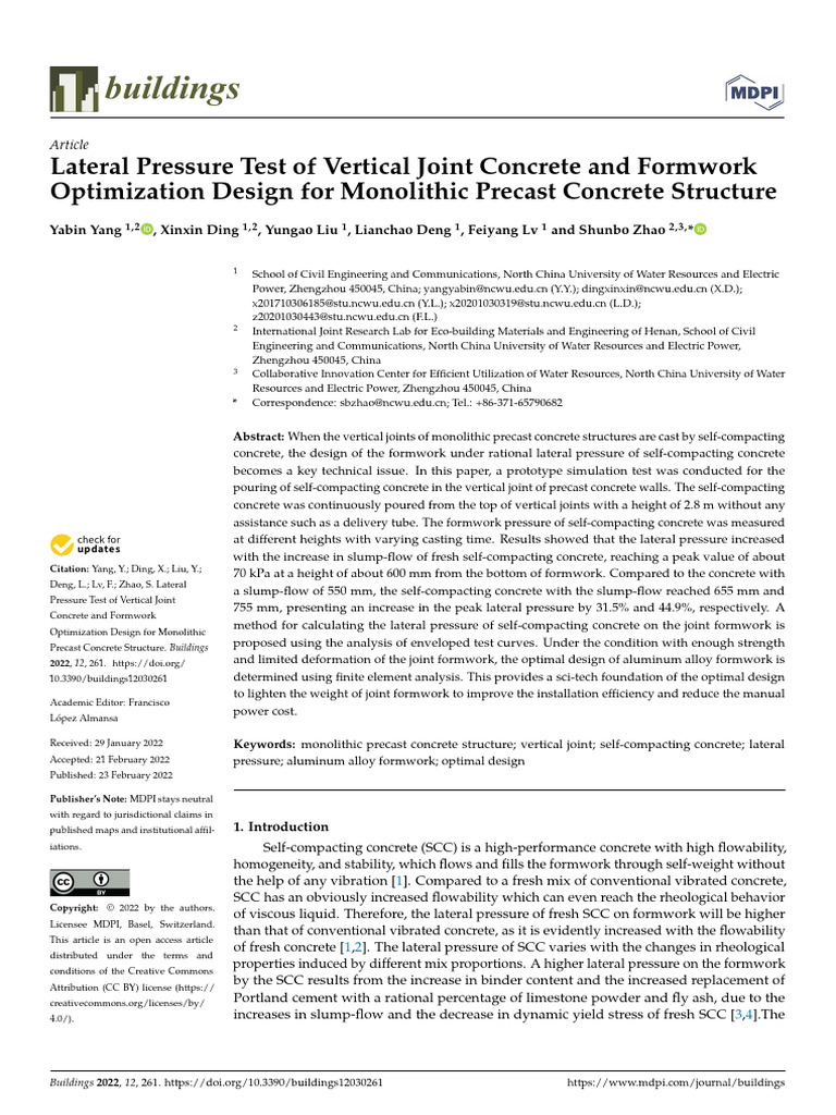 Buildings 12 00261 v2 | PDF | Concrete | Rheology