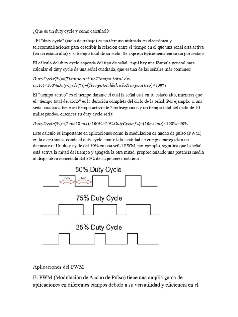 Definición y cálculo del Duty Cycle | PDF | Fuente de alimentación ...