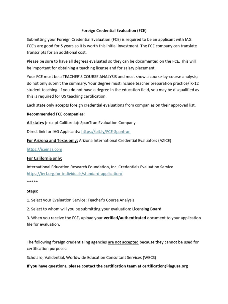 Foreign Credential Evaluation | PDF | Business