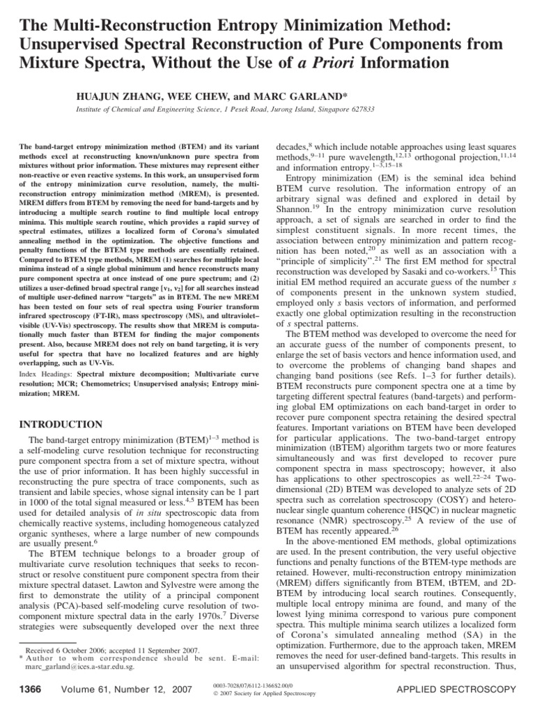 MREM | PDF | Mathematical Optimization | Spectroscopy