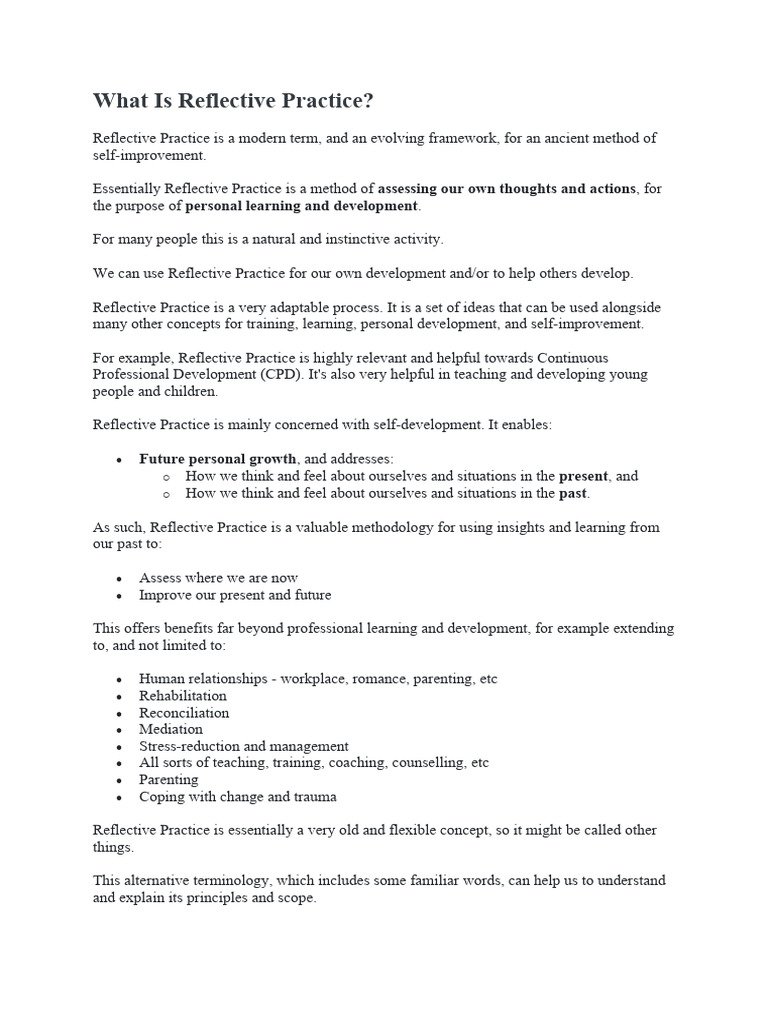 What Is Reflective Practice | PDF | Reflective Practice | Thought