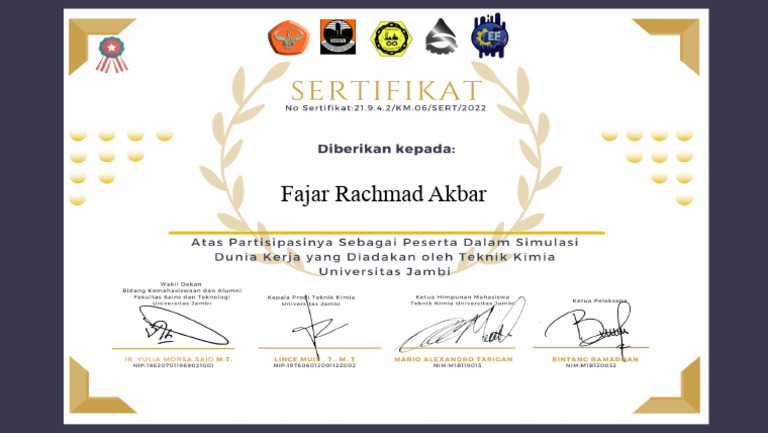 Sertifikat - Fajar Rachmad Akbar | PDF