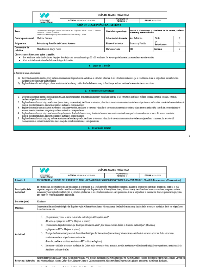 Guia de Practica. Sesión 5 - Estructura y Función Del Cuerpo Humano ...