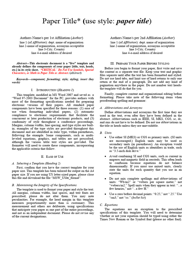 Template Artigo IEEE-1 | PDF | International System Of Units | Bracket