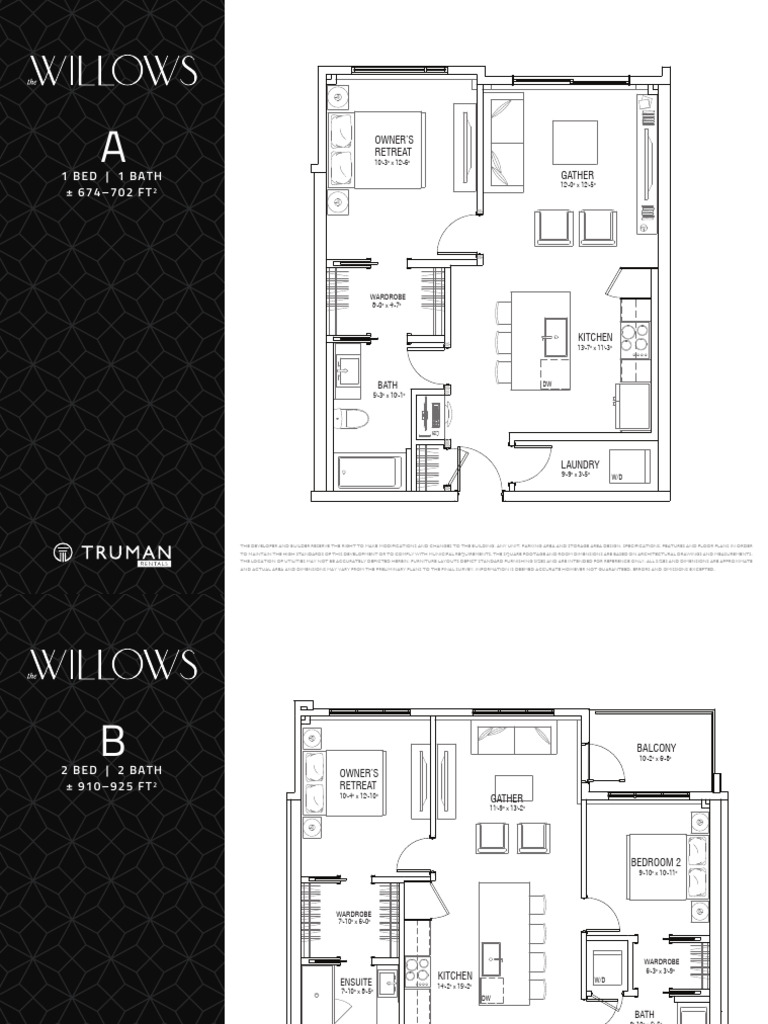 Truman Rentals Condos The Willows Floor Plans | PDF | Room | Bedroom