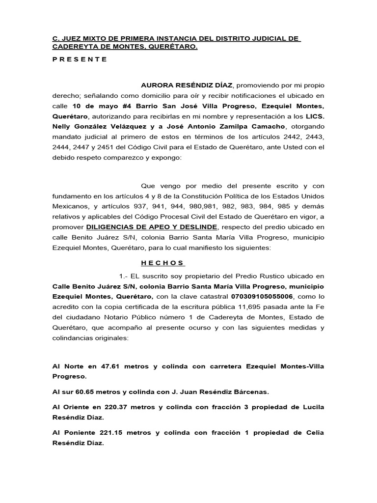 Diligencias de Apeo y Deslinde en Querétaro | PDF | Ley común | Justicia