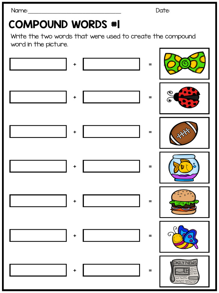 Compound Words #1: Write The Two Words That Were Used To Create The ...