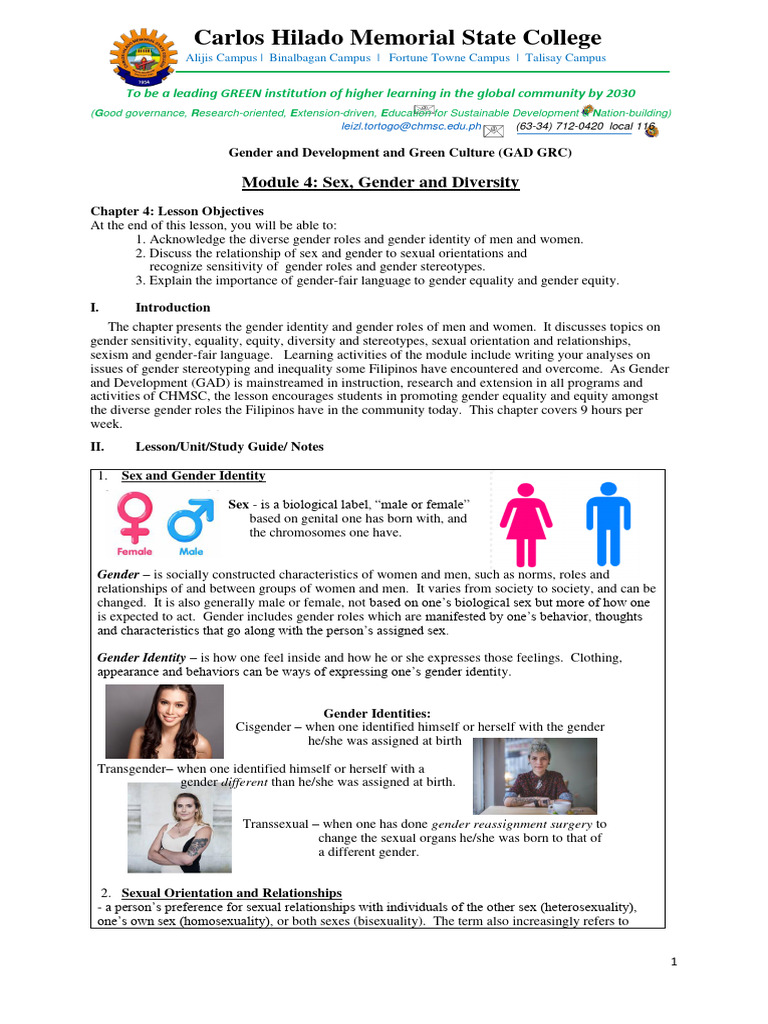Module 4 Sex Gender And Diversity Download Free Pdf Gender Gender