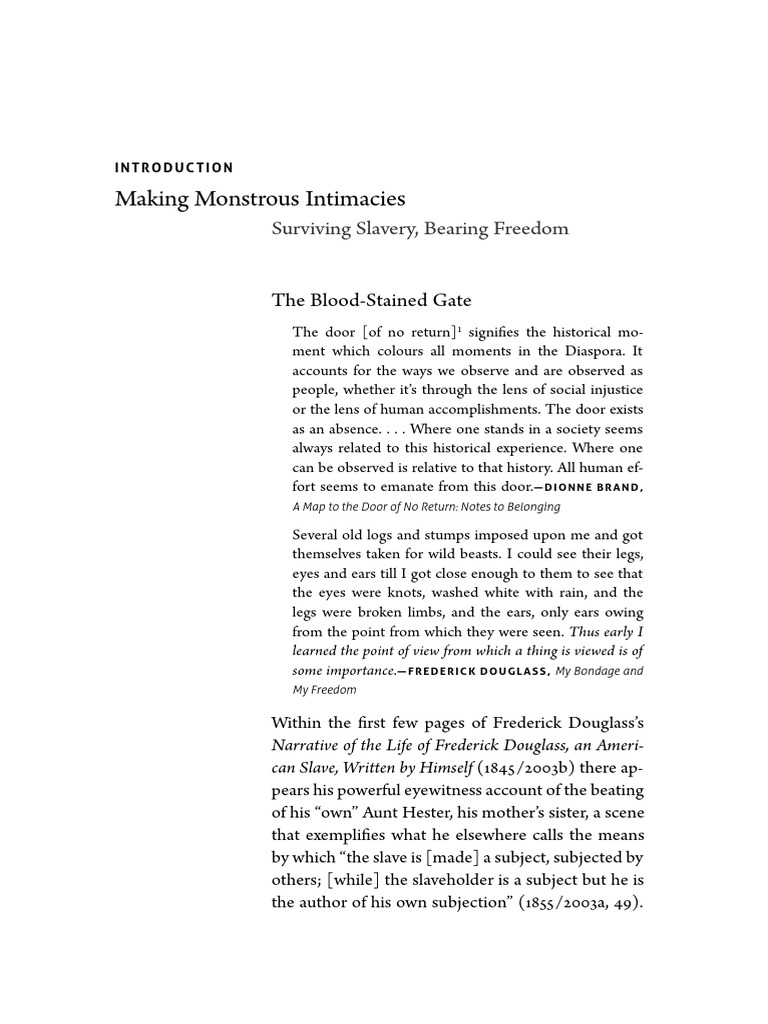 Christina Sharpe - Making Monstrous Intimacies. Surviving Slavery, Bearing Freedom | PDF ...