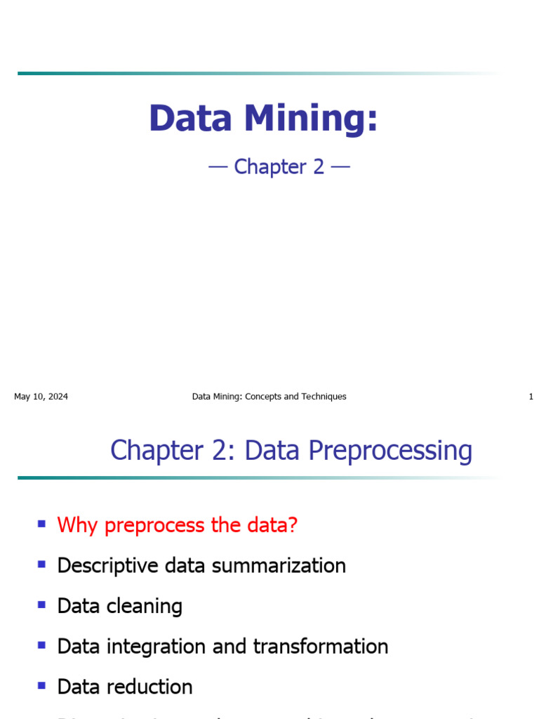 Data Mining:: - Chapter 2 | PDF | Principal Component Analysis | Wavelet