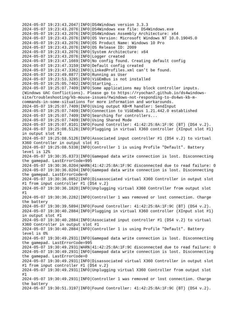 Ds4windows Log 20240507.0 | PDF | Xbox 360 | Operating System Families