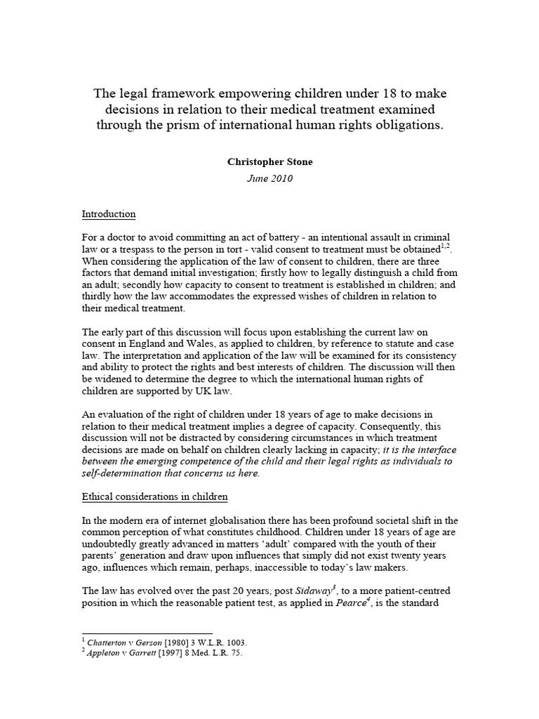The Legal Framework Empowering Children Under 18 To Make Decisions in ...