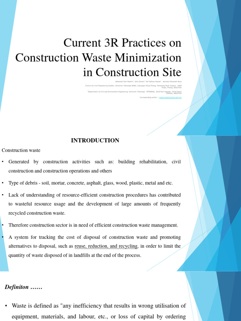 Current 3R Practices on Construction Waste Minimization | PDF | Waste ...