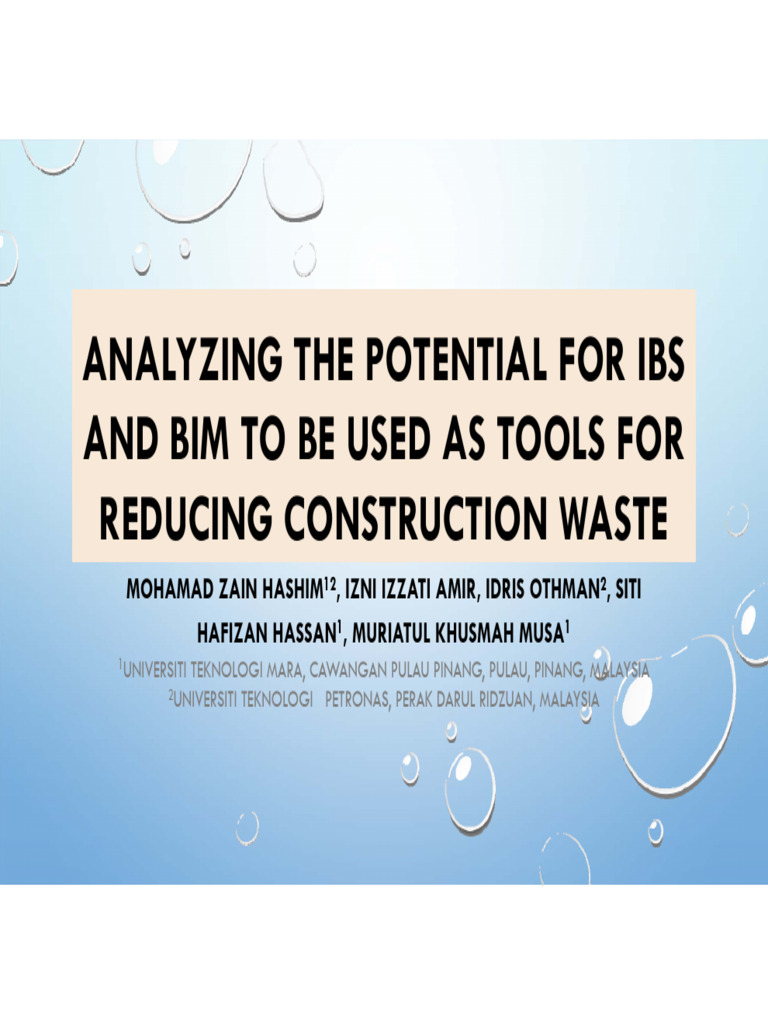 IBS and BIM for Reducing Construction Waste | PDF | Waste | Building ...