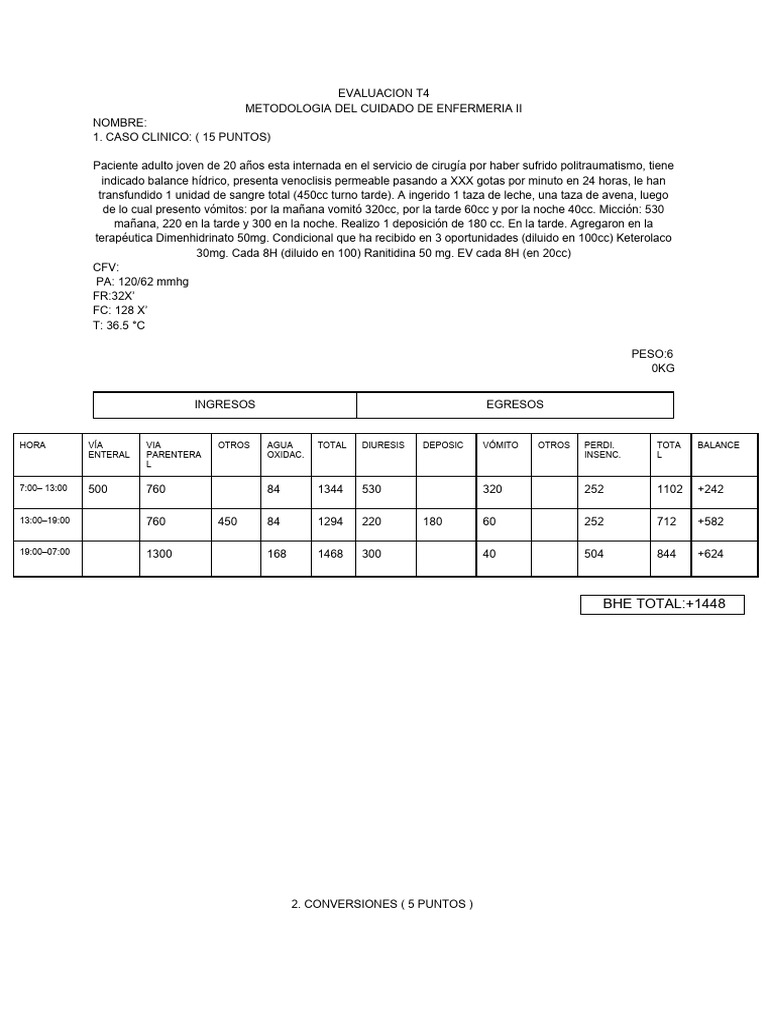 Caso Clínico - Balance Hídrico 2 T4 | PDF | Farmacia | Farmacología