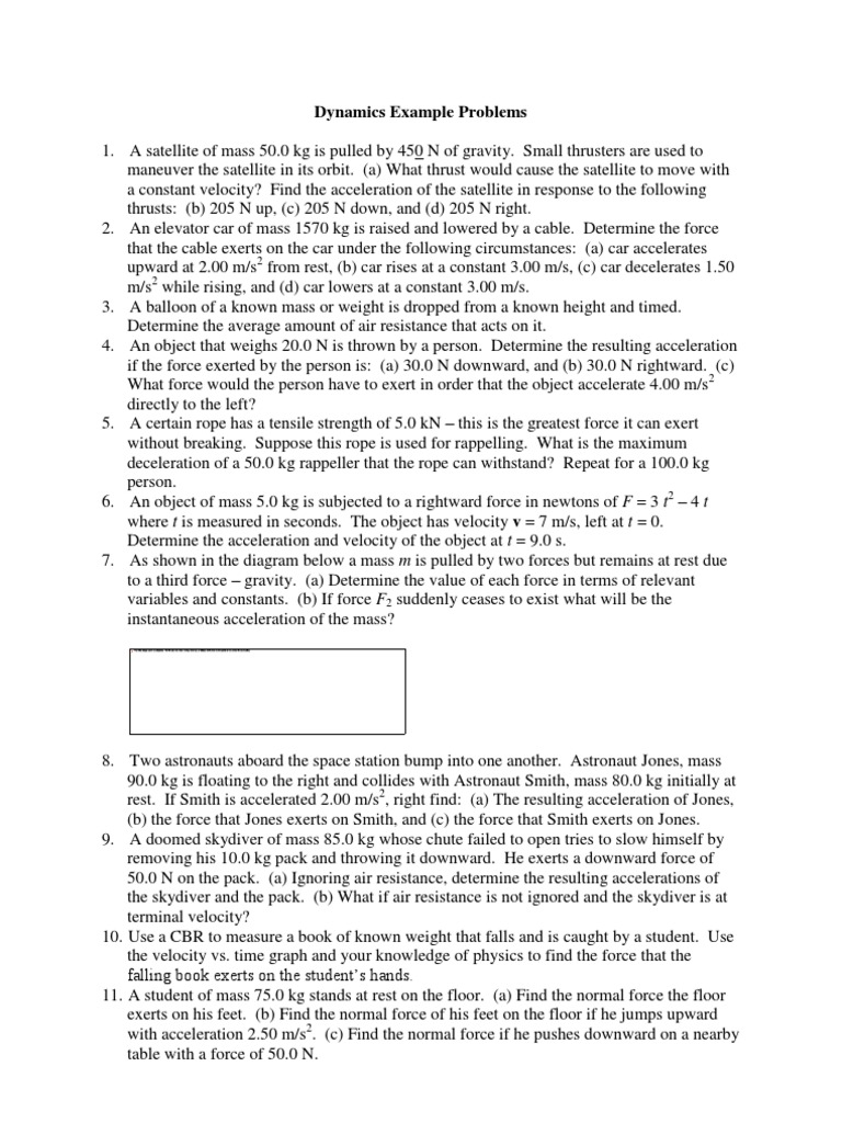 Dynamics Example Problems | PDF | Tension (Physics) | Force