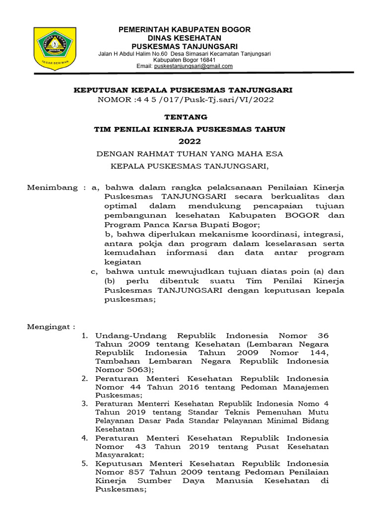 SK PKP 2022 Puskesmas Tanjungsari | PDF