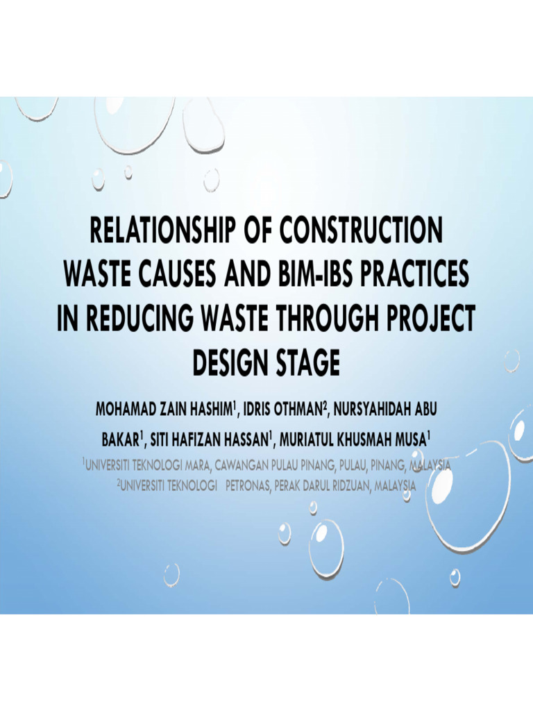 Relationship of CW Causes BIM-IBS Reducing Waste Thru Project Design ...
