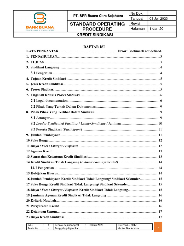 Sop Sindikasi BPR | PDF