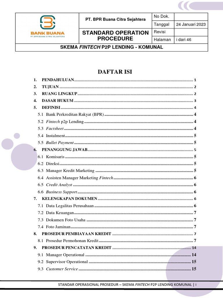 Sop P2P Lending Fixx Gett (Komunal) | PDF