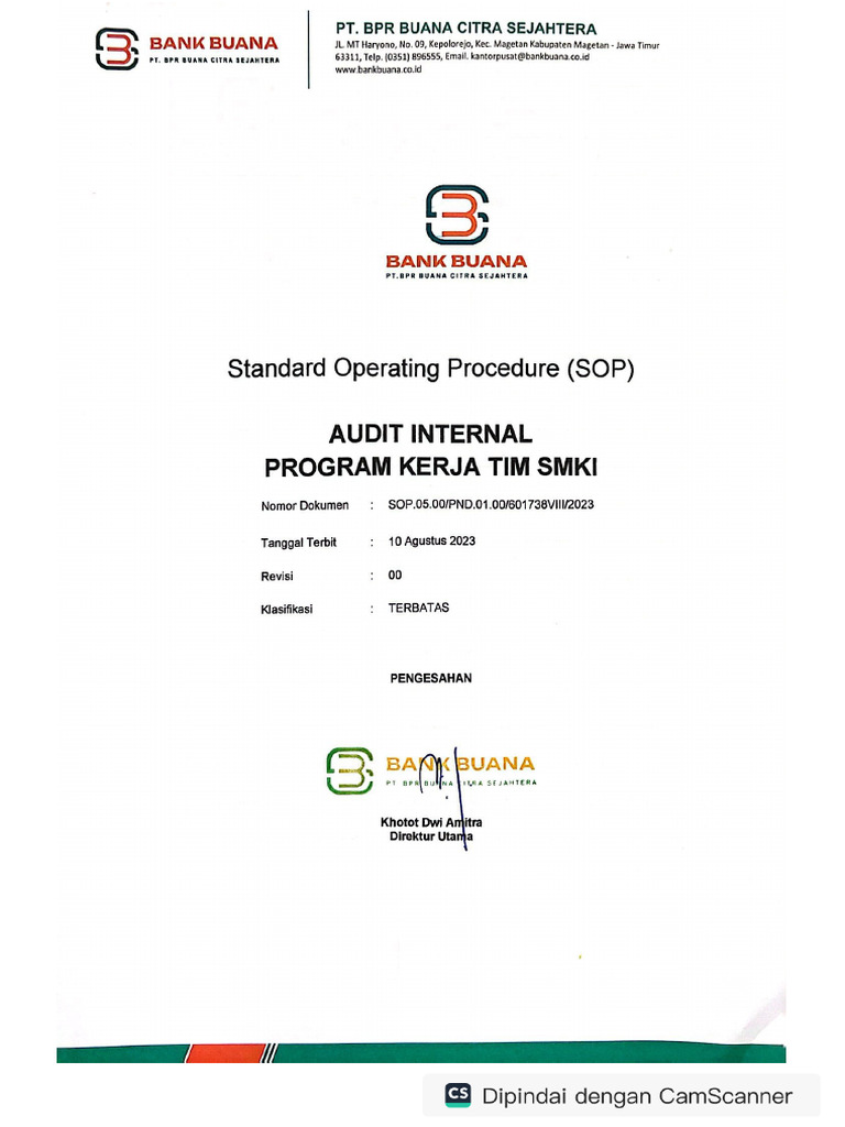 SOP Audit Internal Program Kerja SMKI | PDF