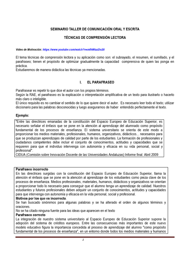 2.3. Ficha de Subrayado, Sumillado, Resumen Parafraseo | PDF | Aprendizaje | Sumario abstracto)