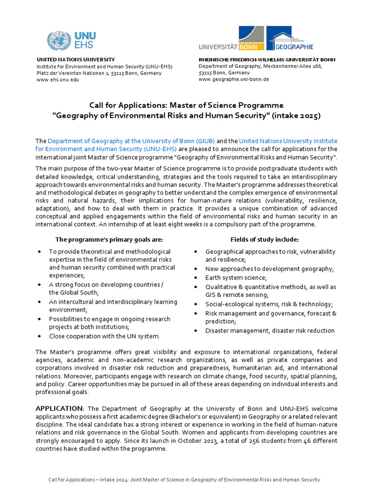 Master of Science Programme | PDF | Geography | Human Security