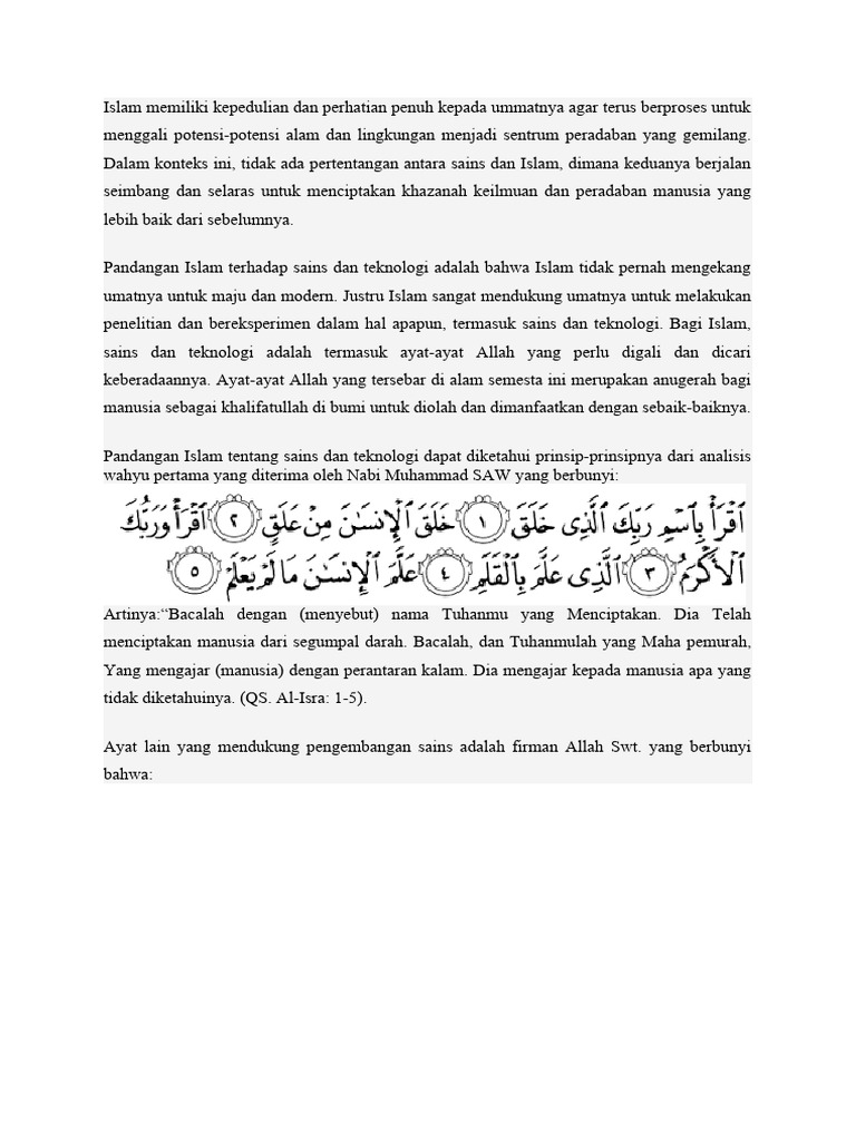 Pandangan Islam Sains Dan Tekhnologi | PDF | Agama & Spiritualitas