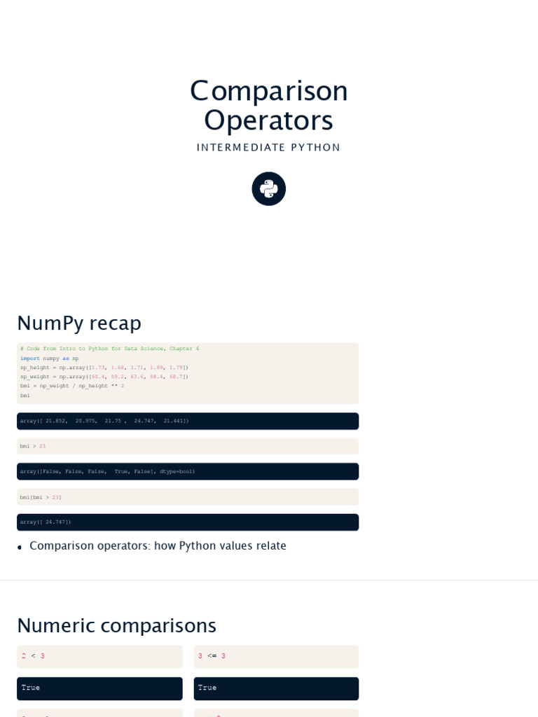 Python Comparison and Boolean Operators | PDF | Boolean Data Type | Computing