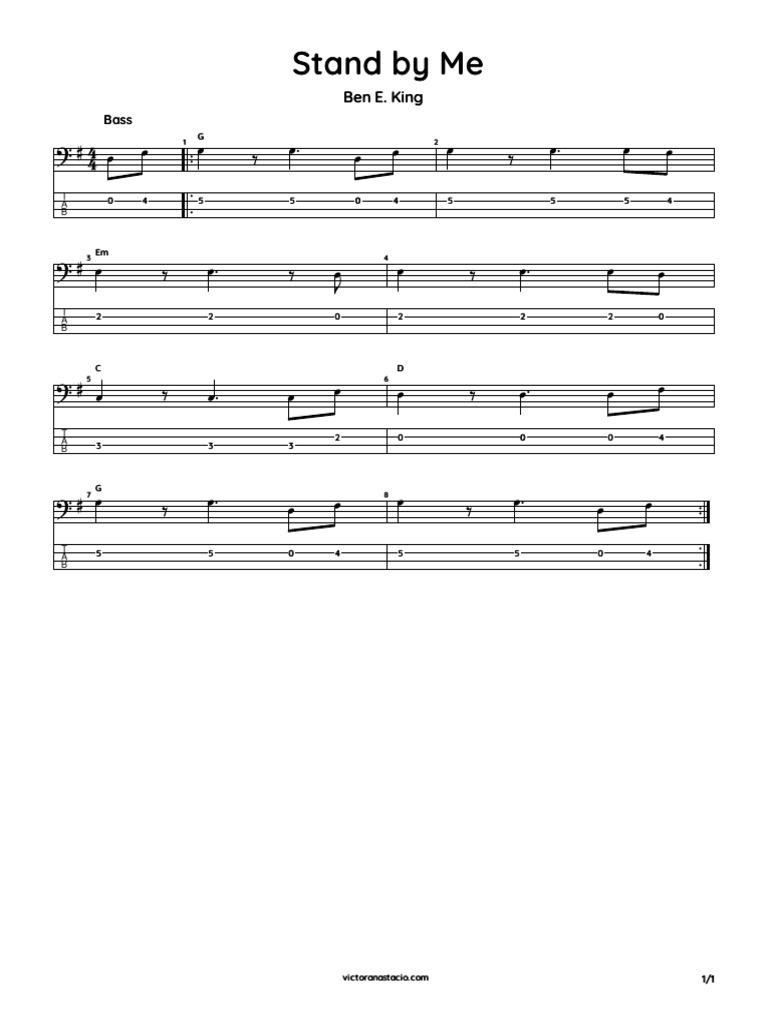 (Bass) Stand by Me - Ben E. King (Score+TAB) | PDF