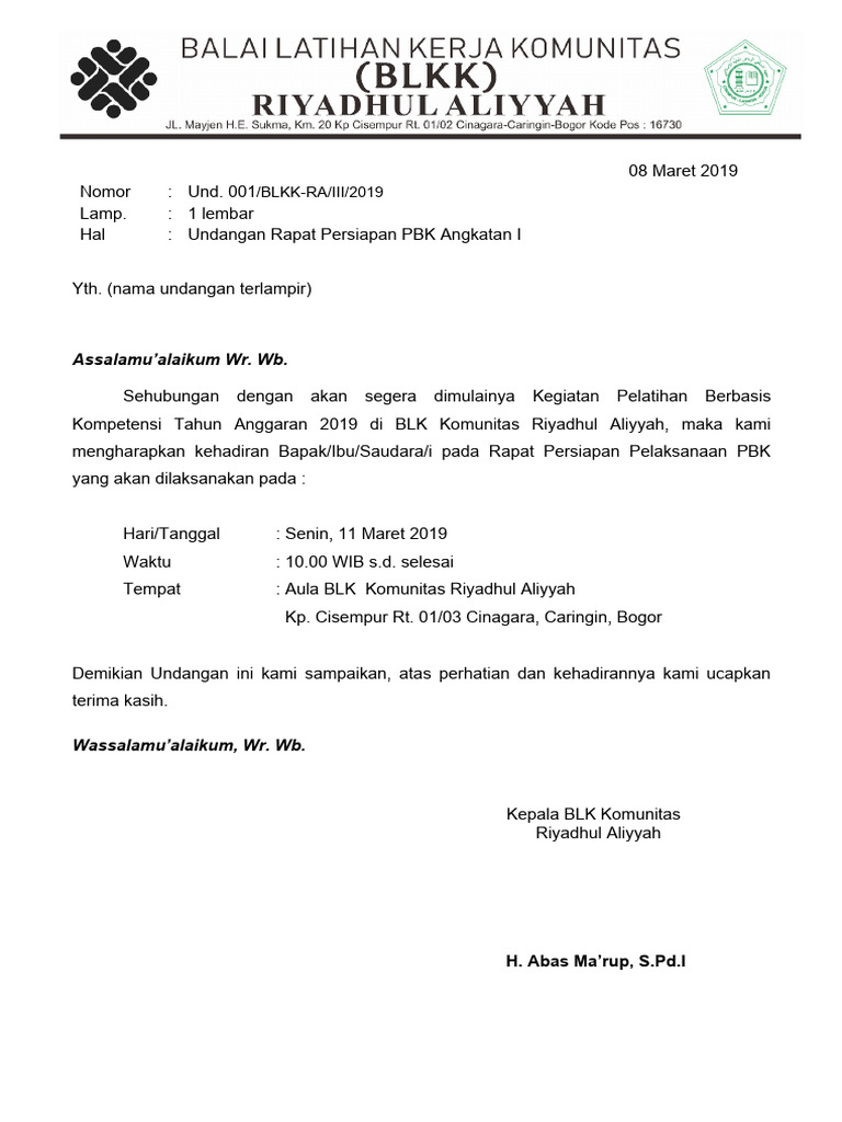 Undangan Dan Notulen Rapat | PDF