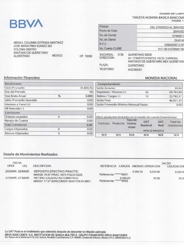 Estado de Cuenta BBVA 2024 | PDF