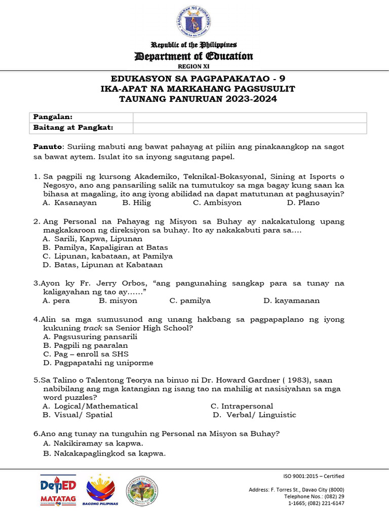 EsP_9_4thQuarter_2023-2024_TQ_AK_TOS | PDF