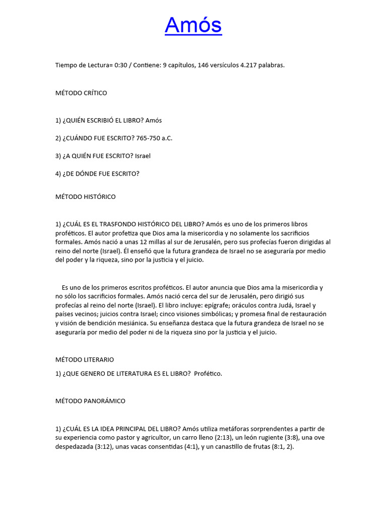 Libro de Amos | PDF | Profecía | Jonás