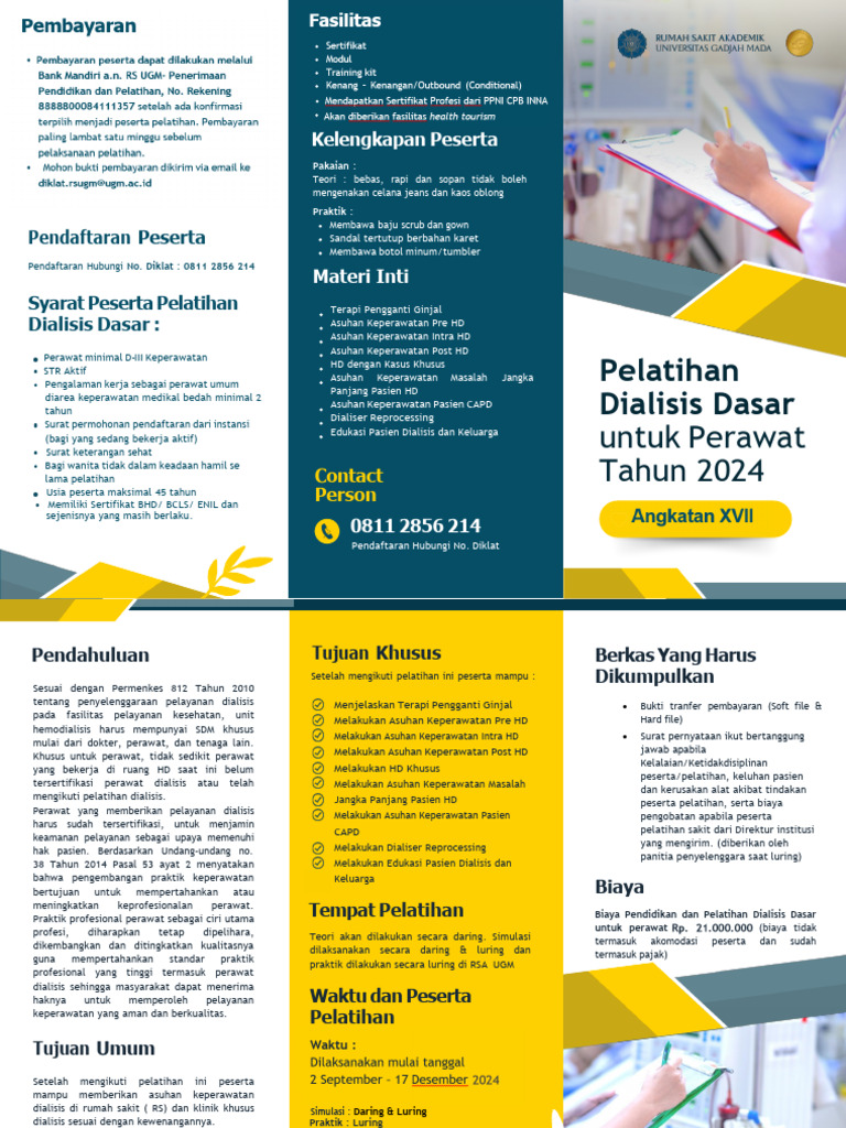 Leaflet Pelatihan Dialisis Angkatan 17 RS Akademik UGM | PDF