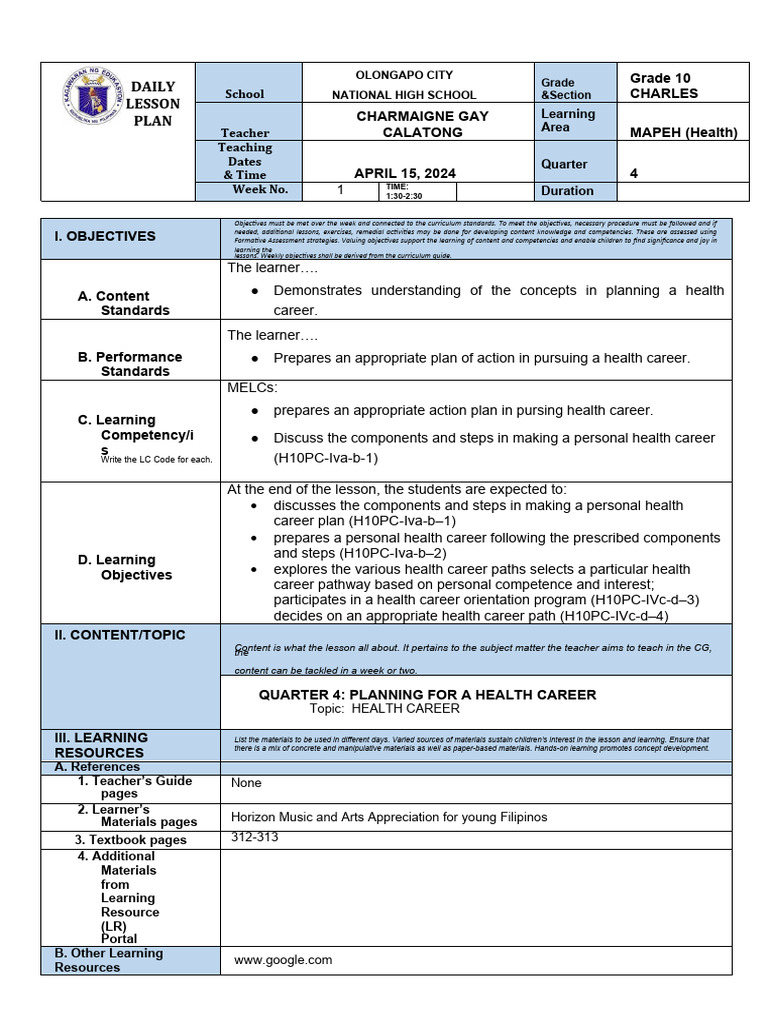 Q4 COT MAPEH 10_Health (Allied Medical Professions) | PDF | Learning | Educational Assessment