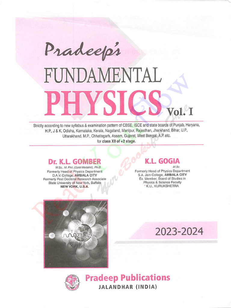 Pradeep Physics Class 12 Vol 1 2023-2024 | PDF | Magnetic Field | Capacitor
