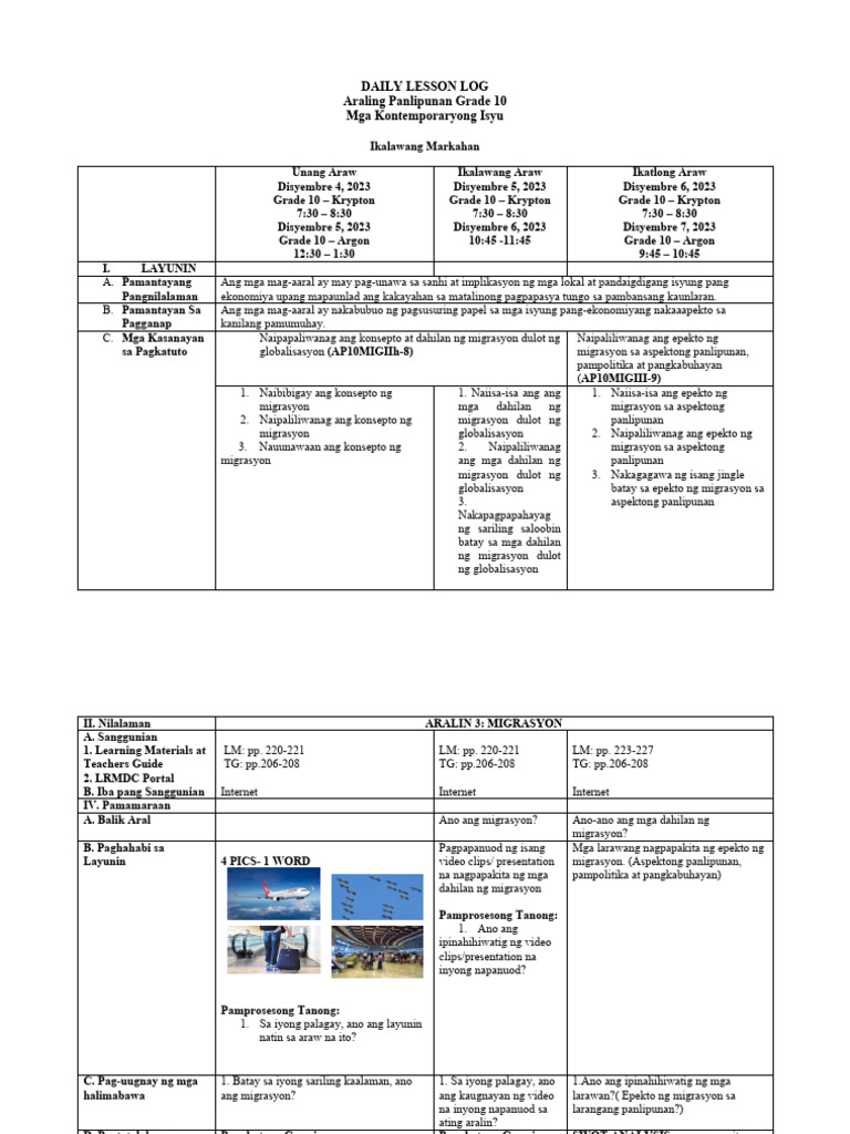 DLP Q2 Migrasyon 1-3 | PDF