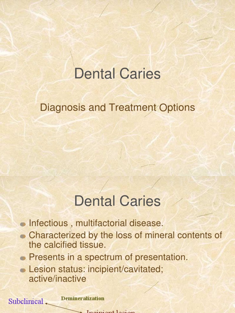 Dental Caries: Diagnosis and Treatment Options | PDF | Medical ...