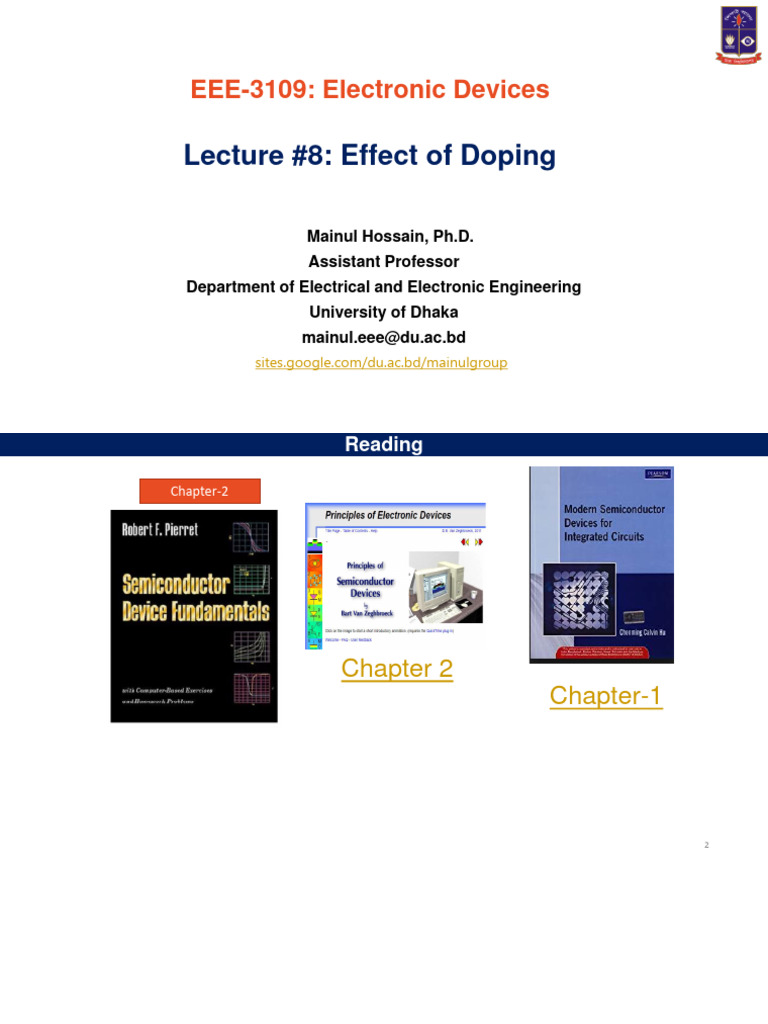 (EEE-3109) Lecture-8 (Effect of Doping) | PDF | Doping (Semiconductor ...