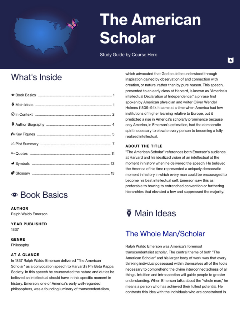 The American Scholar Litchart | PDF | Transcendentalism | Ralph Waldo ...