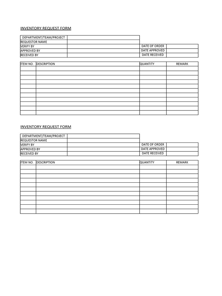 Inventory Request Form | PDF