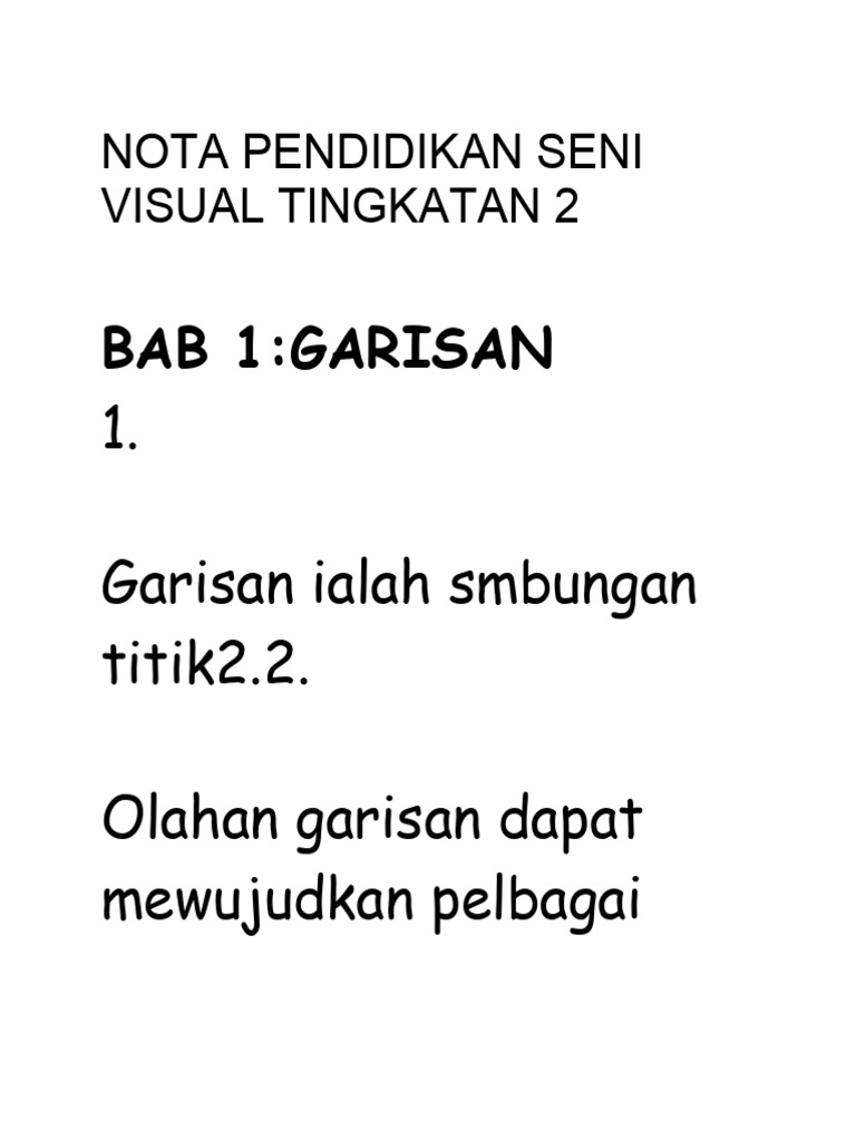 Bab 1:garisan: 1. Garisan Ialah Smbungan Titik2.2. Olahan Garisan Dapat ...