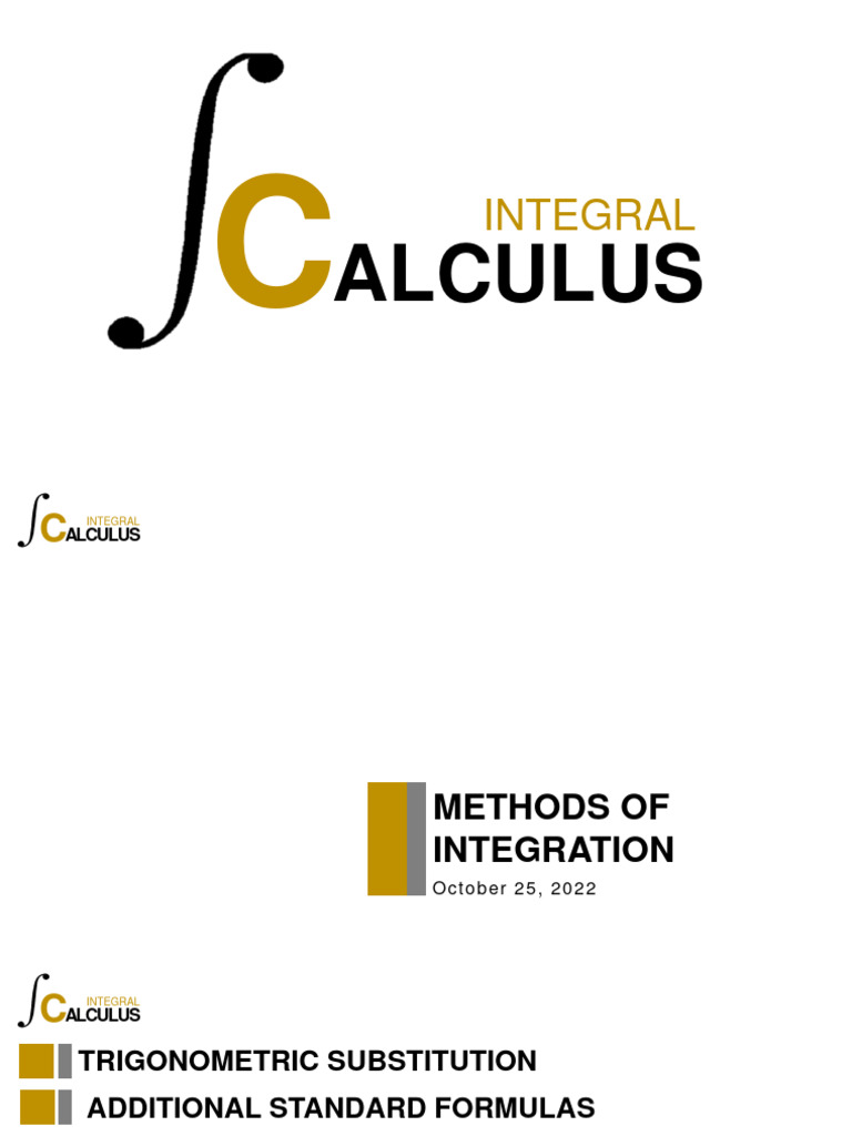 10-25-2022 Lesson 5 - Methods of Integration Part 1 | PDF | Integral | Trigonometric Functions