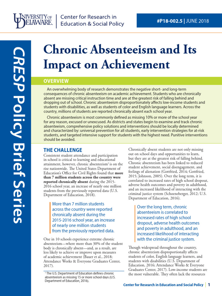 Chronic Absenteeism Students | PDF | Poverty | Poverty & Homelessness