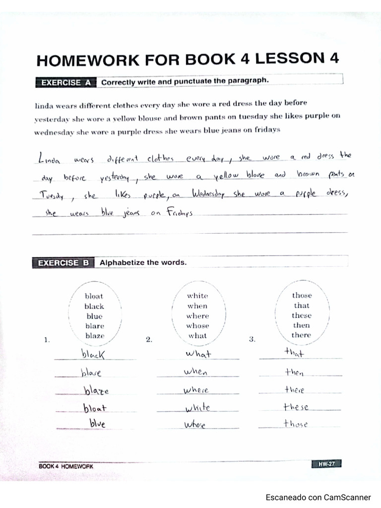 Homework For Book 4 Lesson 4 Pdf
