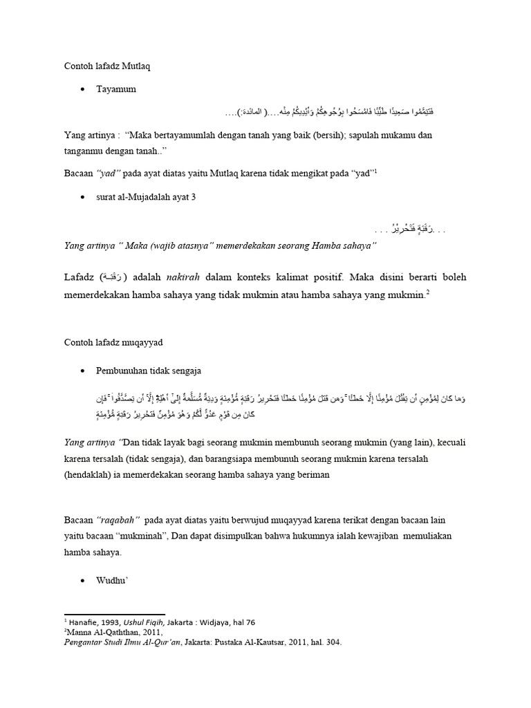 Contoh Lafadz Mutlaq dalam Al-Qur'an | PDF