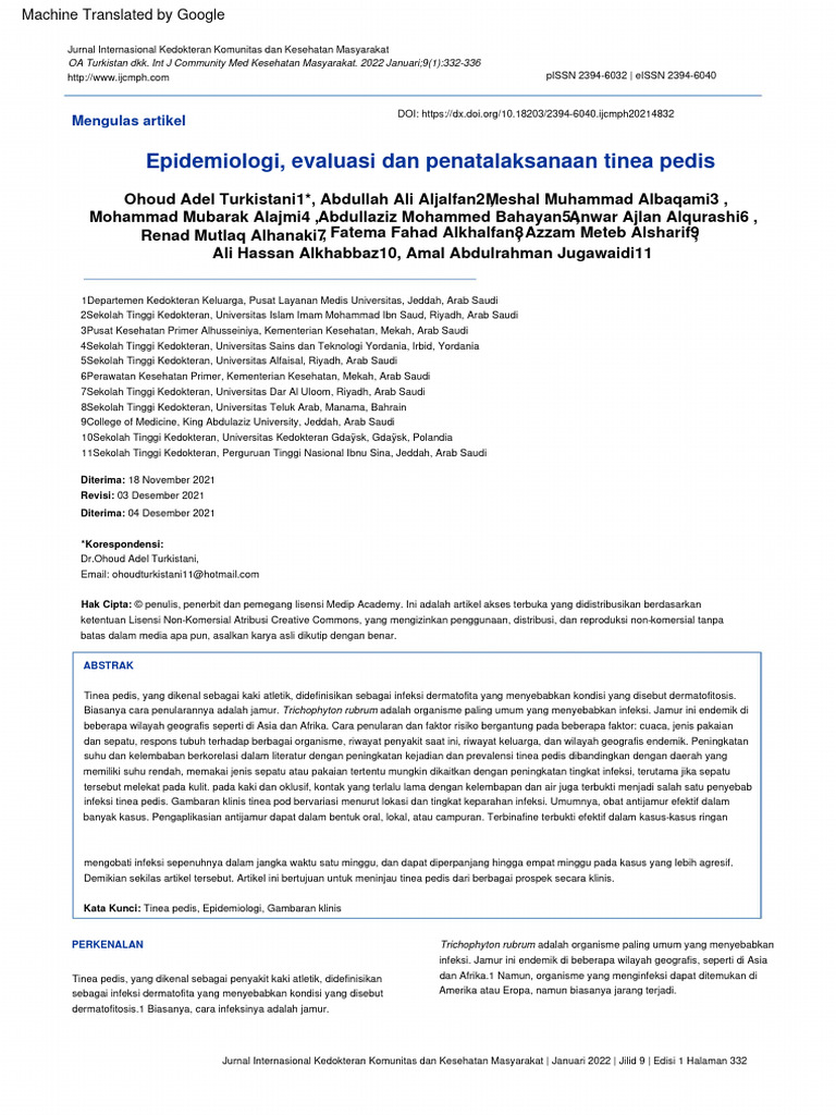 Epidemiology, Evaluation and Management of Tinea Pedis | PDF