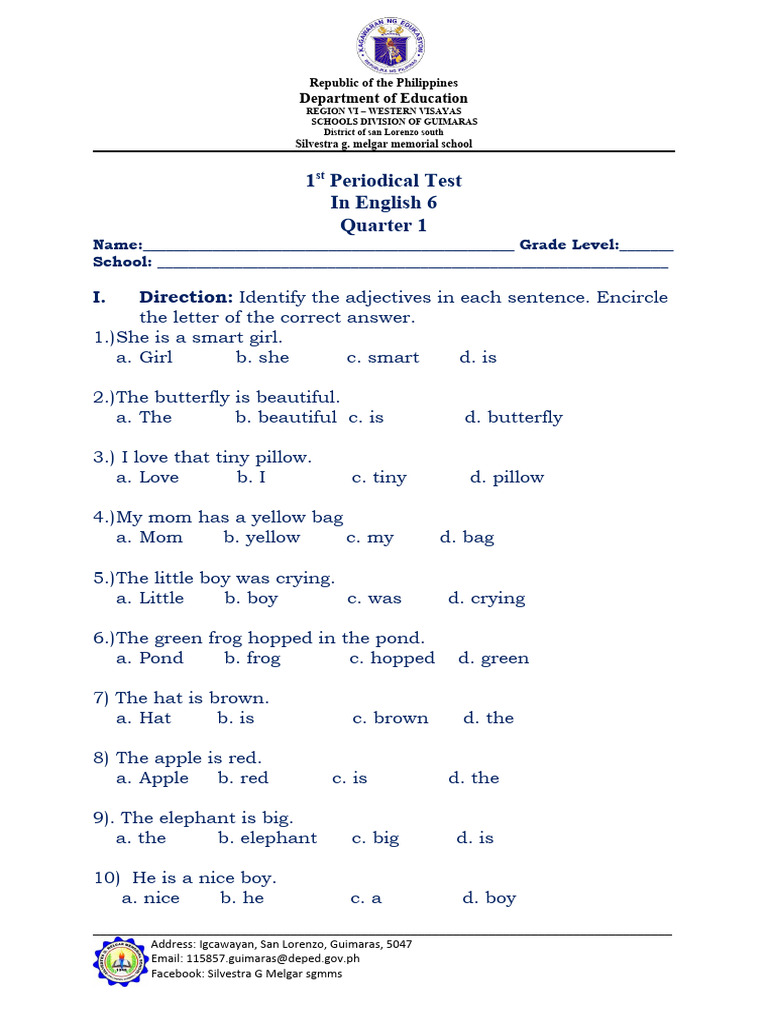 English 6 Periodical Test Guide | PDF | Linguistic Morphology | Languages